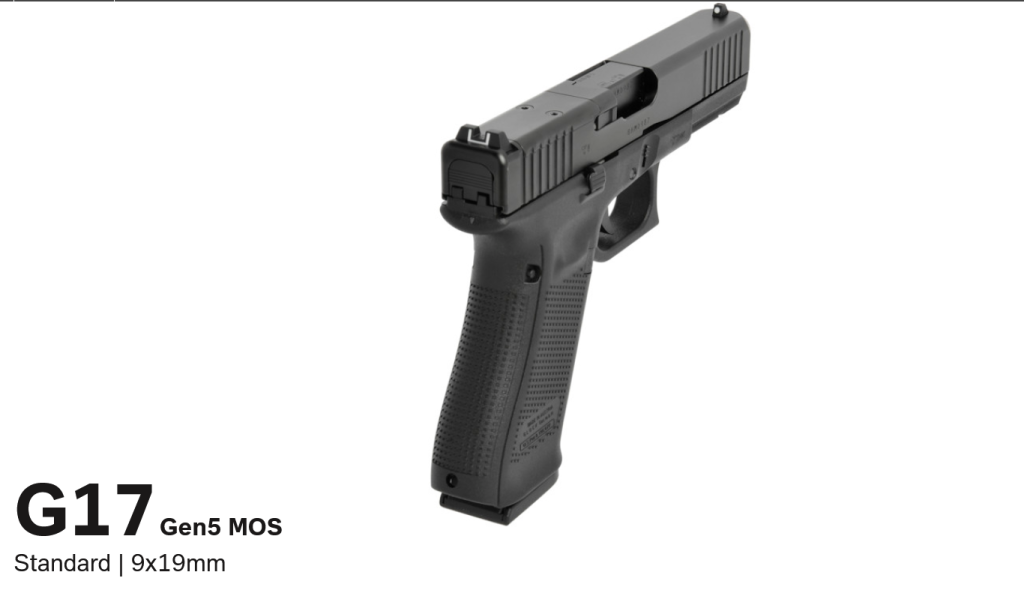 Glock 9mm 17A Full Size GEN5 MOS FS 10 shot 122mm - St Marys Indoor ...